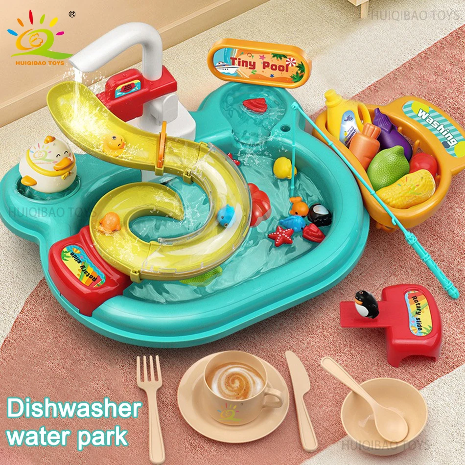 Kids-Kitchen-Sink-Toys-Electric-Dishwasher-Playing-Toy-With-Running ...