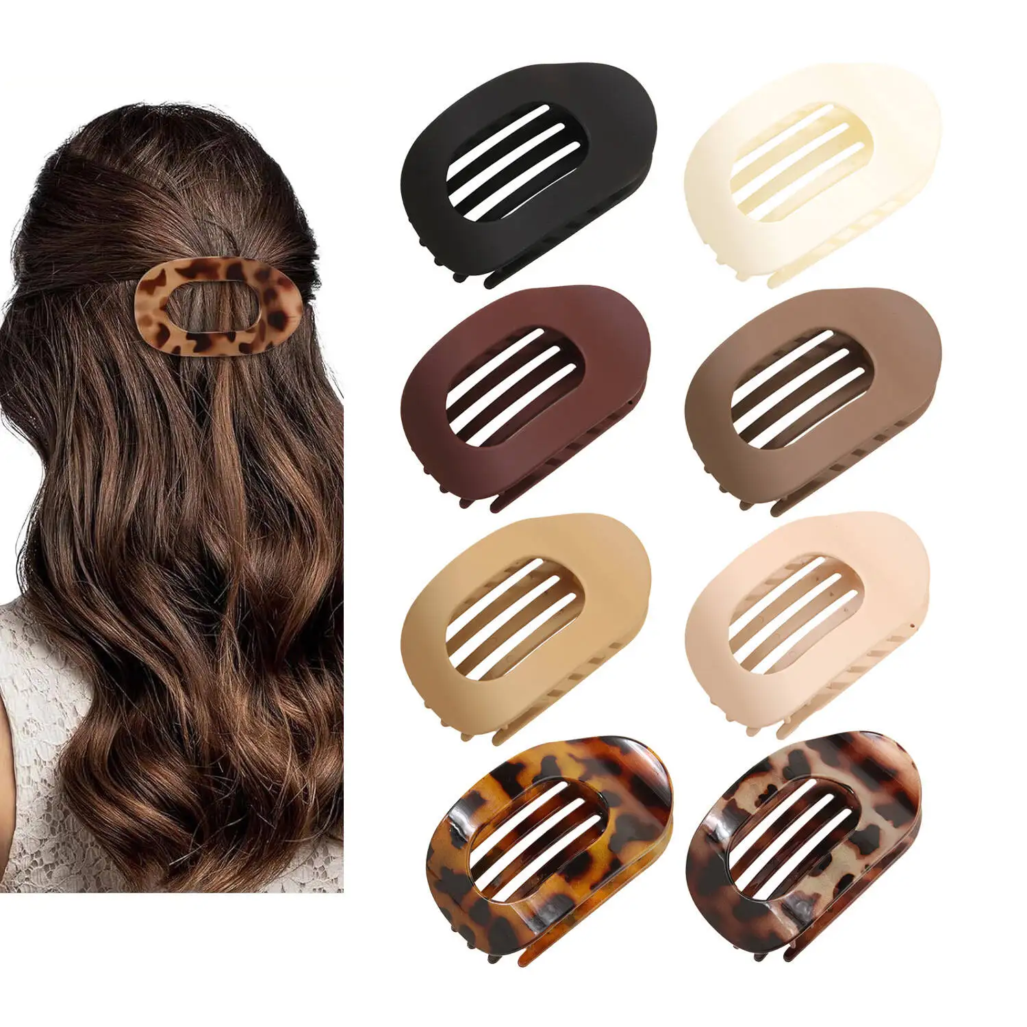 New Arrival Hot-Selling Flat Oval Hair Claw Clip Matte Duckbill Clip ...