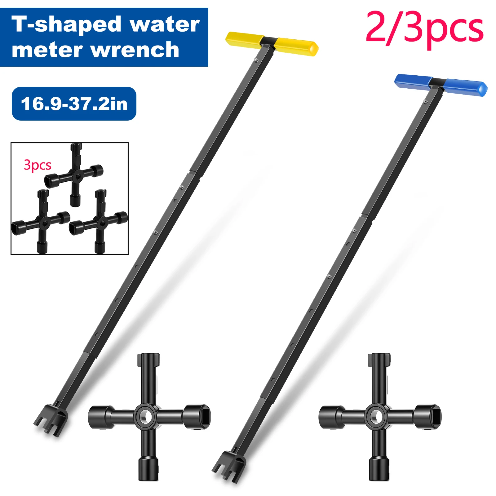 Water Meter Valve Key 16.9-37.2inch Wrench Multi-purpose Water Shut Off ...