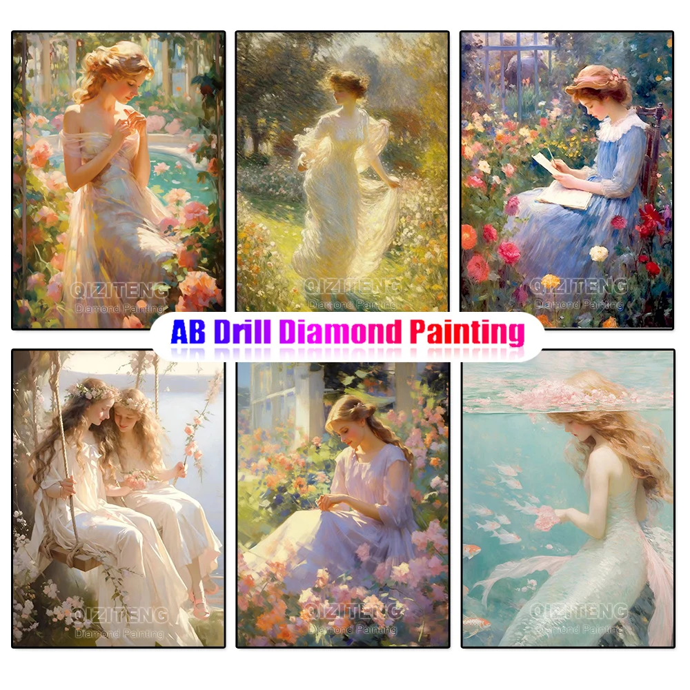 5d Diamond Painting Romantic Classic Oil Painting Series Full Mosaic ...