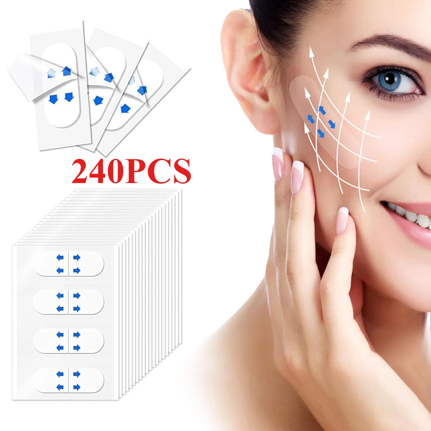 40-240PCS V-Shape Face Wrinkle Sagging Skin Adhesive Tape Lifting Face ...
