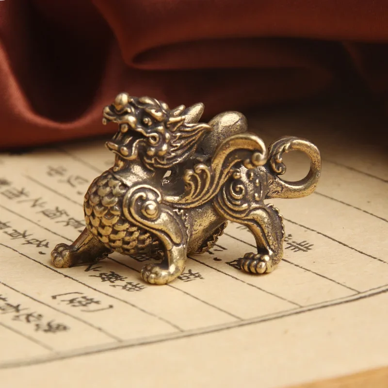 1pc-Chinese-Style-Brass-Qilin-Dragon-Statue-Figurine-for-Wealth ...