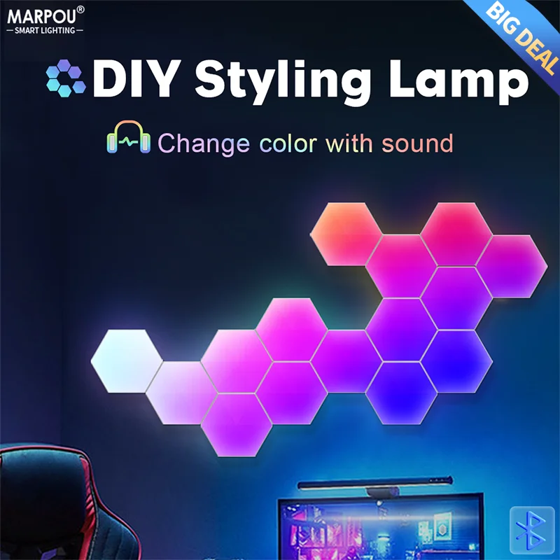 TUYA-Smart-App-LED-Luz-de-parede-RGB-Lustre-Montagem-DIY-Escurecimento ...