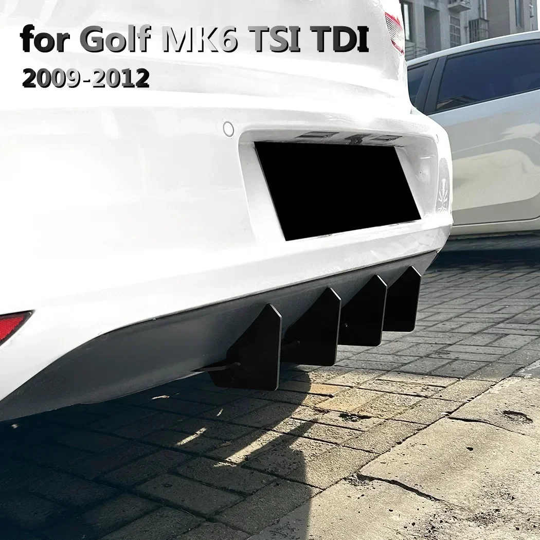 4 Fins Rear Bumper Diffuser for VW Golf 6 MK6 TDI TSI 2009 2010 2011 ...