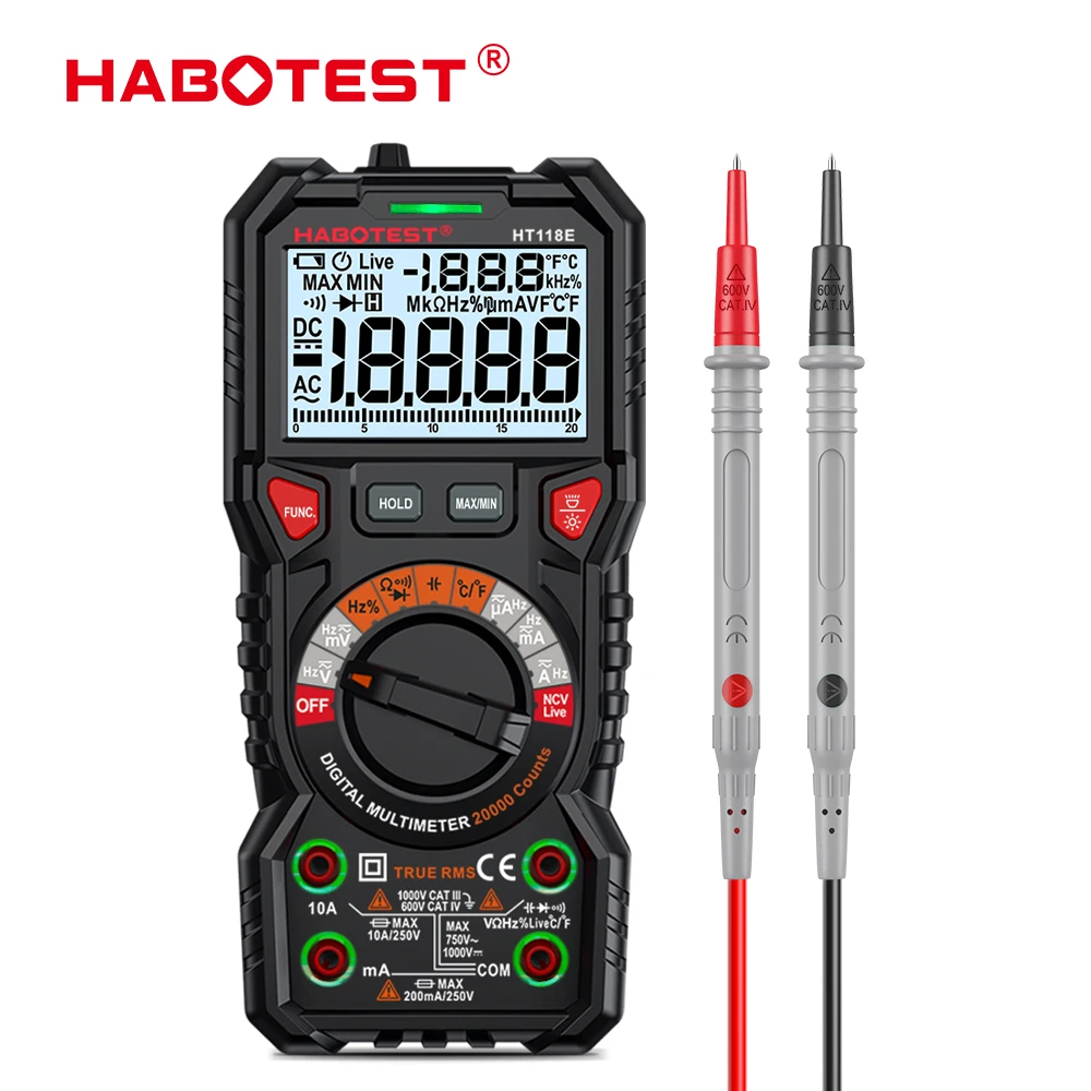 HABOTEST HT118E Digital Multimeter 20000 Counts True Rms NCV HZ ...
