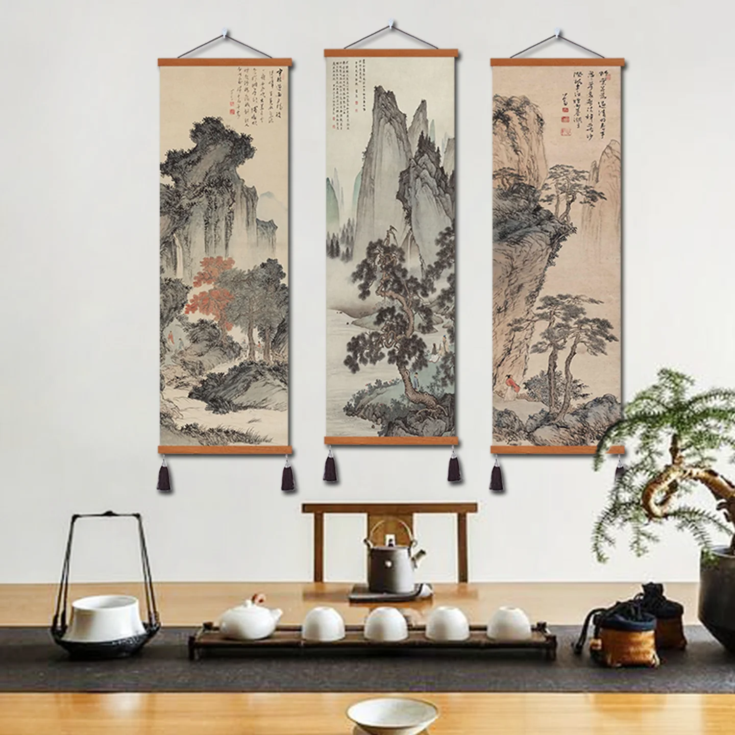Chinese Painting Hanging Scroll Canvas Ink Painting Landscape ...