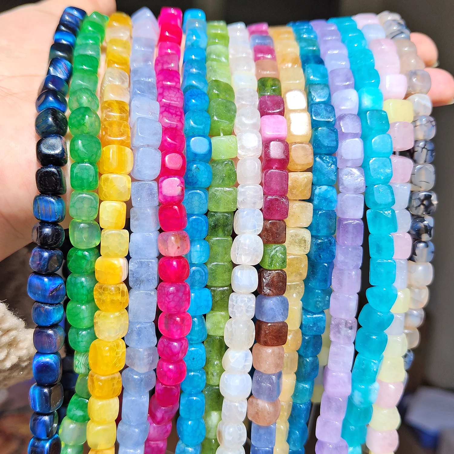 Natural Stone Agate Jade Cube Square Bead 8mm Loose Spacer Beads for ...