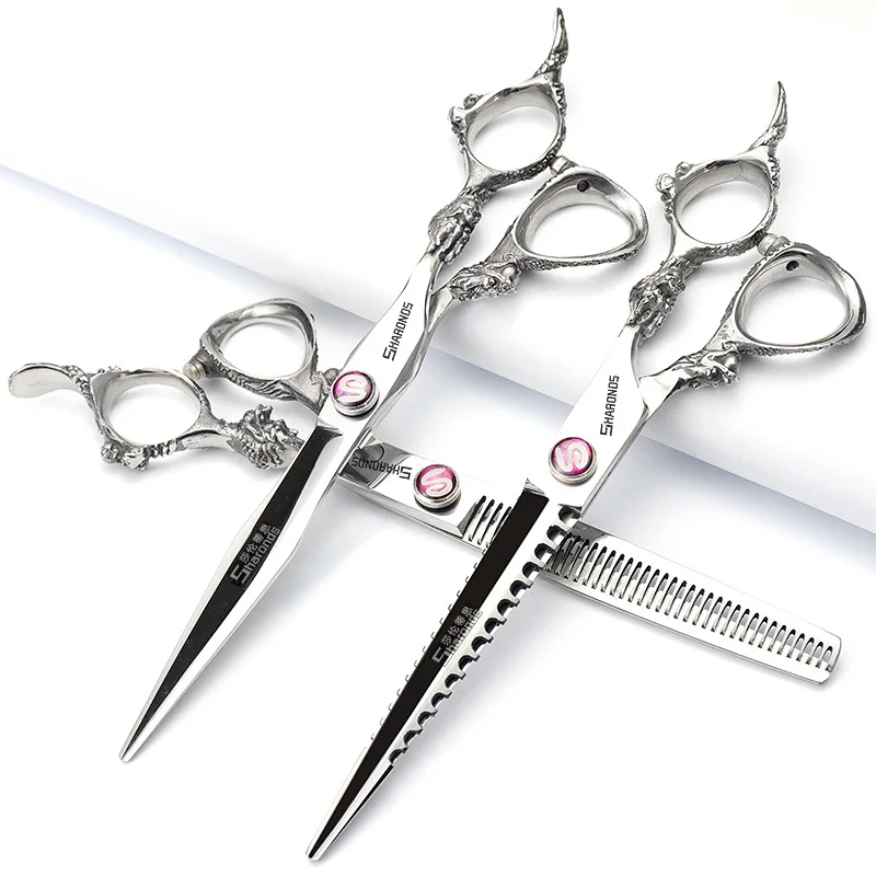 Hair-Clipper-Set-6-7-Japanese-Barber-Scissors-Serrated-Flat-Scissors ...