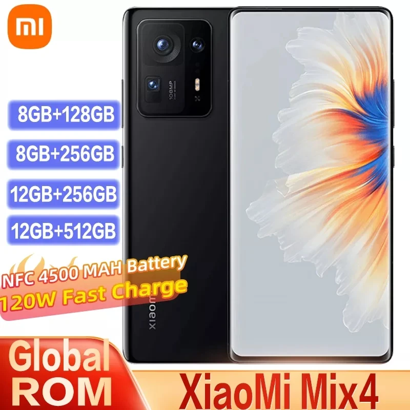 Xiaomi teléfono inteligente Mi Mix 4 5G, Rom Global, NFC, 12GB + 256GB, Snapdragon 888 Plus ...