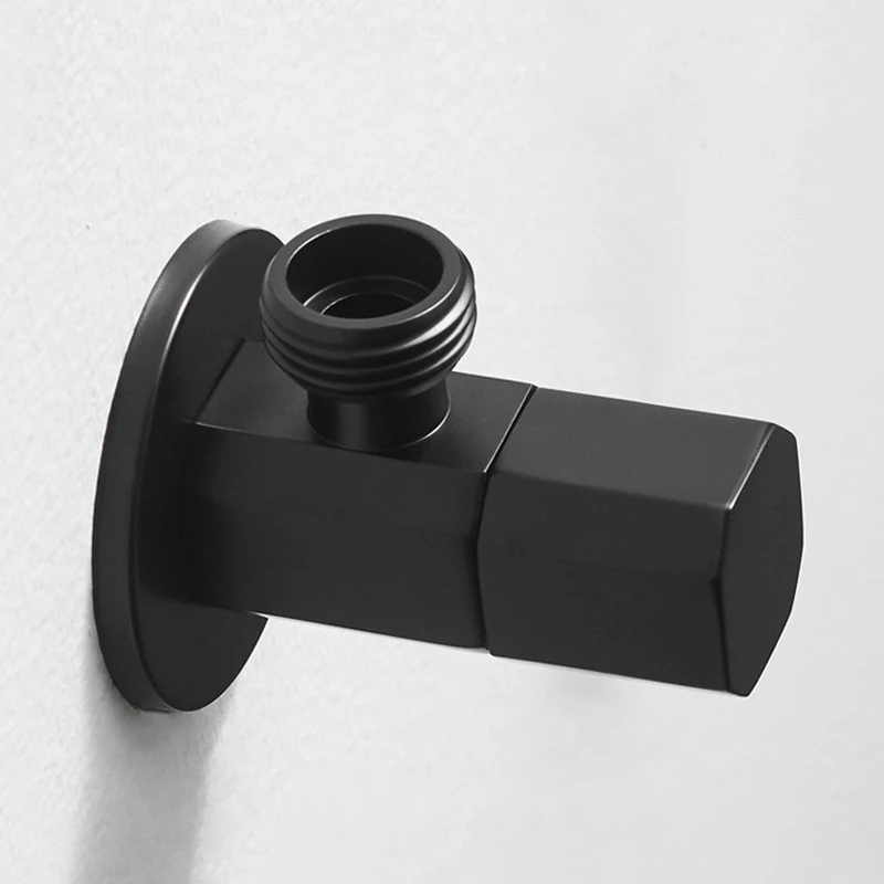 Bathroom-Angle-Filling-Valve-Faucets-Black-Stainless-Steel-Kitchen-Cold ...