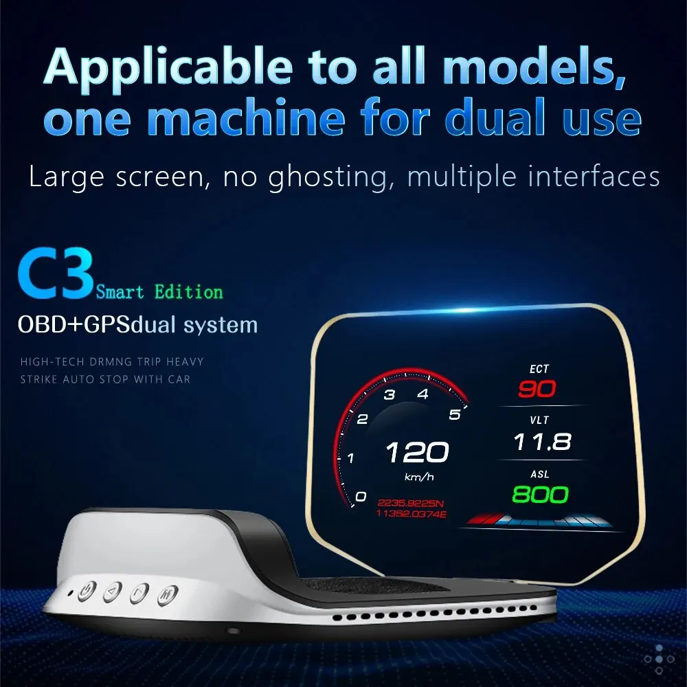 Hud-Obd-C3-Universal-Digital-Board-OBD2-Display-Gps-Speedometer-Headup ...