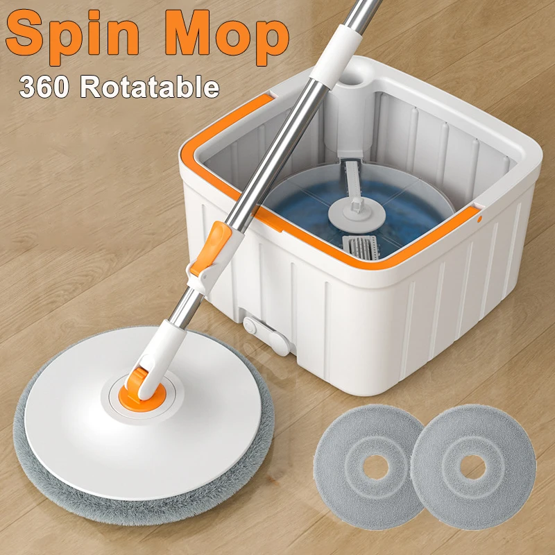 Spin-Mop-Round-Shape-360-Rotatable-Adjustable-Cleaning-Mops-with-Bucket ...