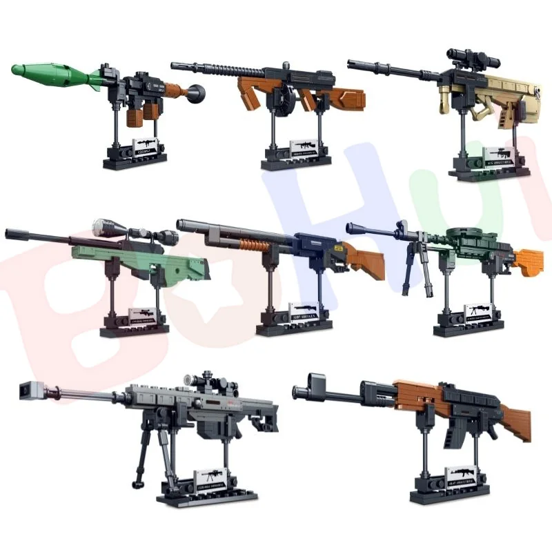 2023-Building-Blocks-Toy-Gun-Sets-Army-Weapon-Submachine-Assembly-DIY ...