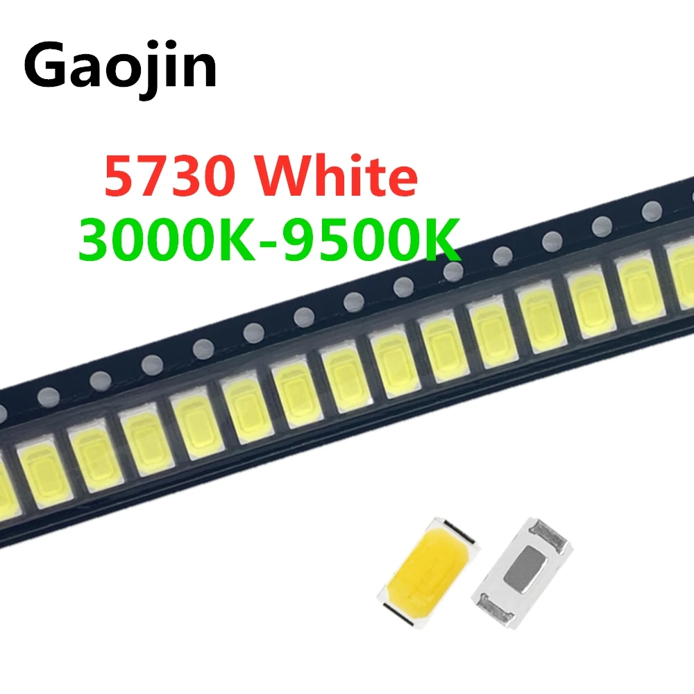 100 piezas 5730 CW WW 0,5 W 150Ma 50 55lm luz blanca 3000K 4000K 6000K ...