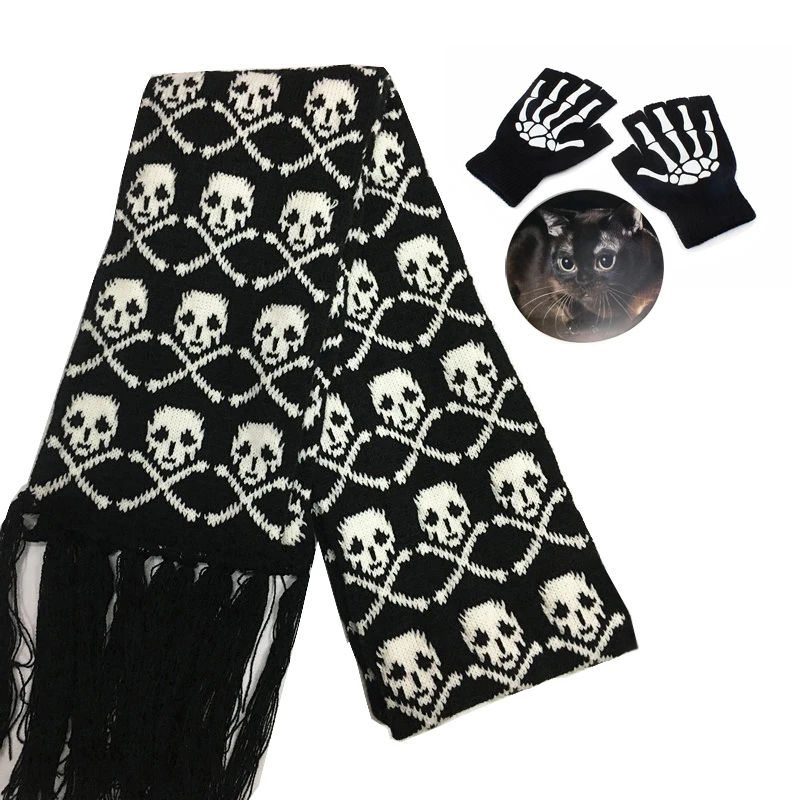 Fashion Skull Knitted Women Men Winter Scarf Skeleton Scarves Party ...