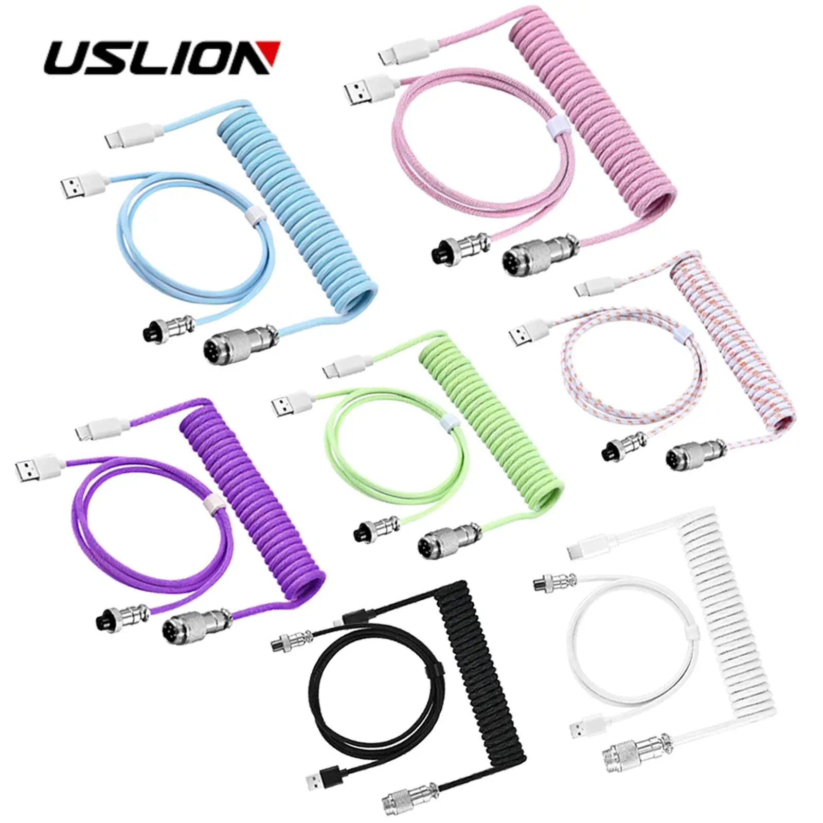 USLION-Mechanical-Keyboard-Coiled-Cable-USB-Type-C-Mechanical-Keyboard ...