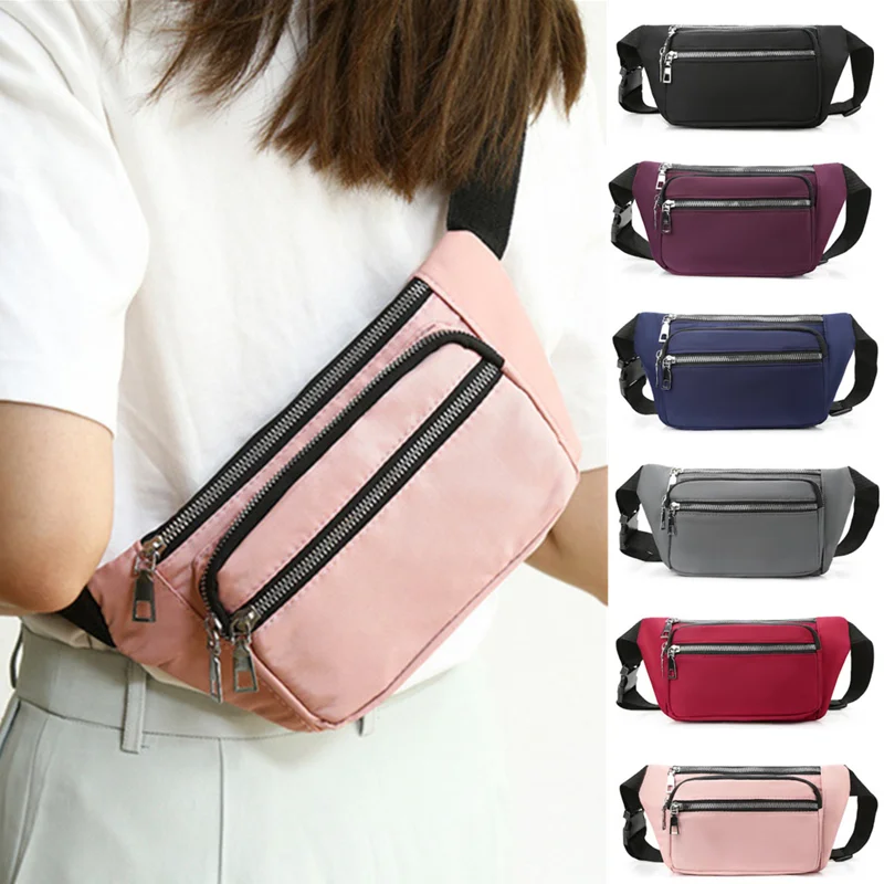 Fashion-Oxford-Cloth-Waist-Bag-Zipper-Chest-Bag-Sport-Travel-Girl-Belly ...