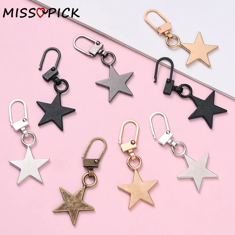 5Pcs 46x20mm Star Removable Zipper Puller Metal Replacement Slider For ...
