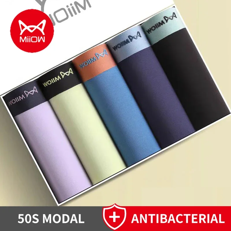 MiiOW-3Pcs-Silky-Modal-Men-Underwear-Boxers-Antibacterial-Men-s-Panties-Underpants-Man-Seamless ...