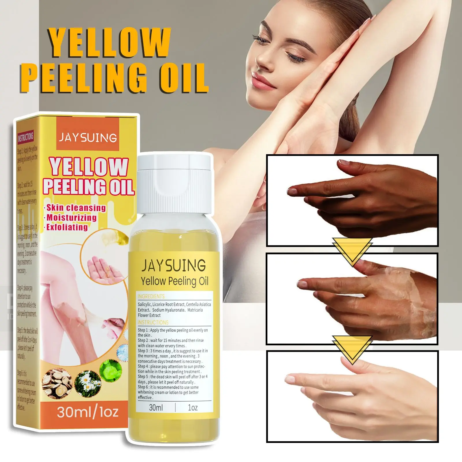 Body Exfoliation Yellow Peeling Oil Bleaching Dark Skin Remove Arm Knee ...