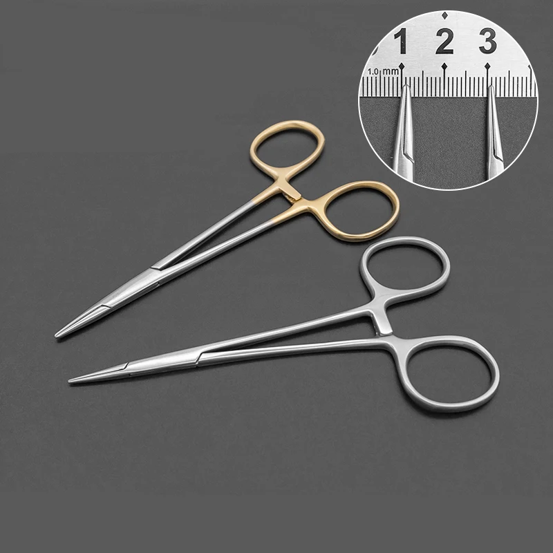 Stainless-Steel-Microsurgical-Needle-Holder-Small-Suture-Needle-Holder ...