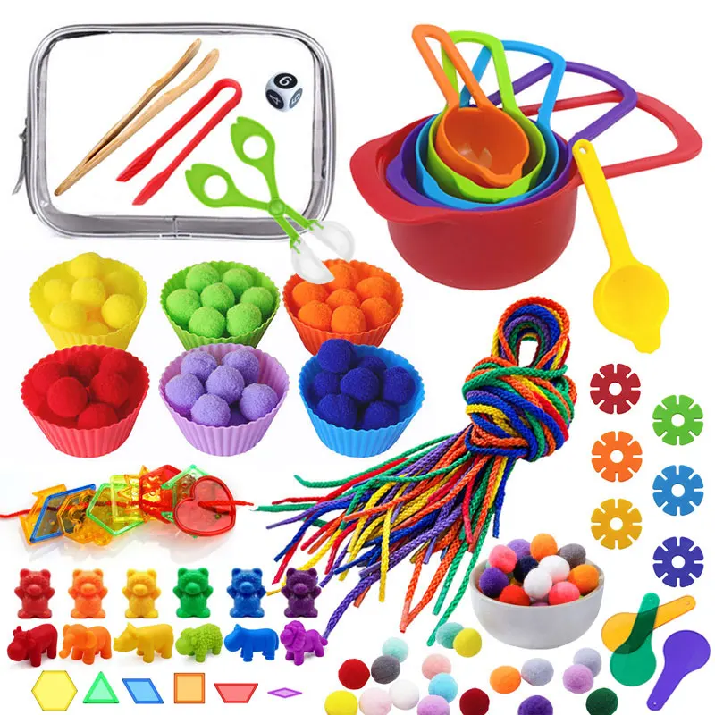 Montessori Fine Motor Training Toys Colors Cognitive Sorting Count ...