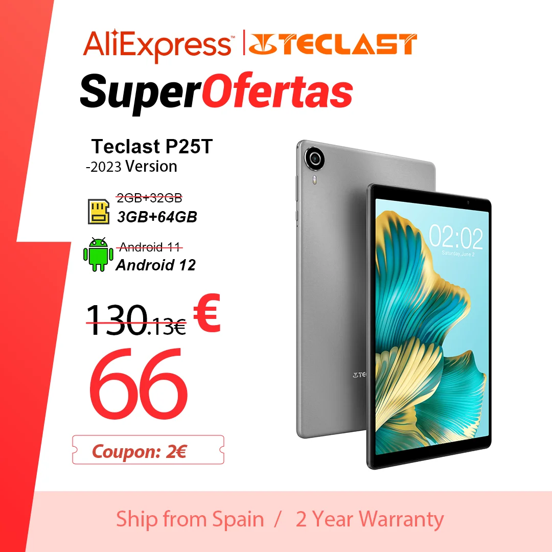 Teclast P25T Tableta , Android 12, 10,1 pulgadas, procesador de 64 bits, Wi-Fi 6, GE8300 GPU ...