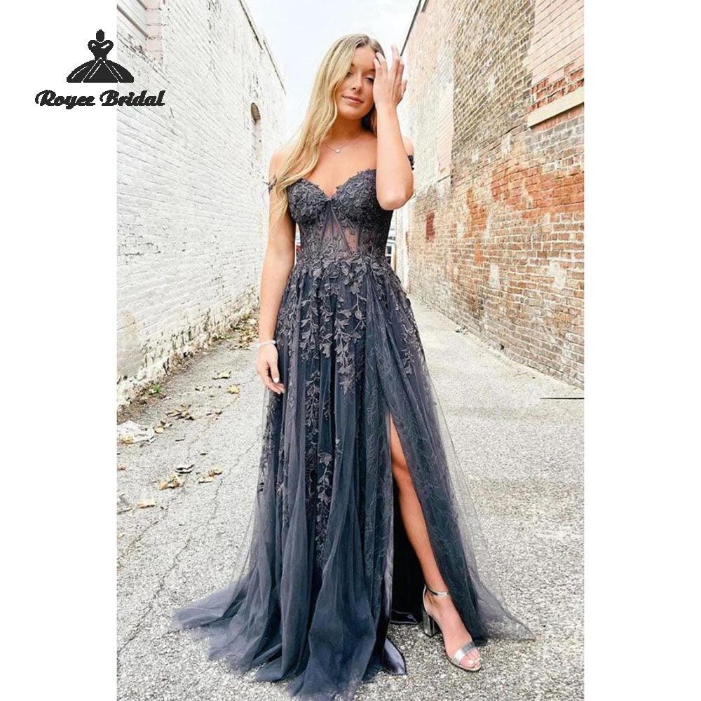 Elegant Sweetheart A Line Dresses Evening 2026 Tulle Off Shoulder Front ...