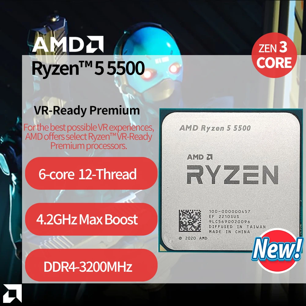 Processeur Amd Ryzen 5 5500 R5 5500 3.6ghz, 6 Cœurs, 12 Threads, L3 16 ...