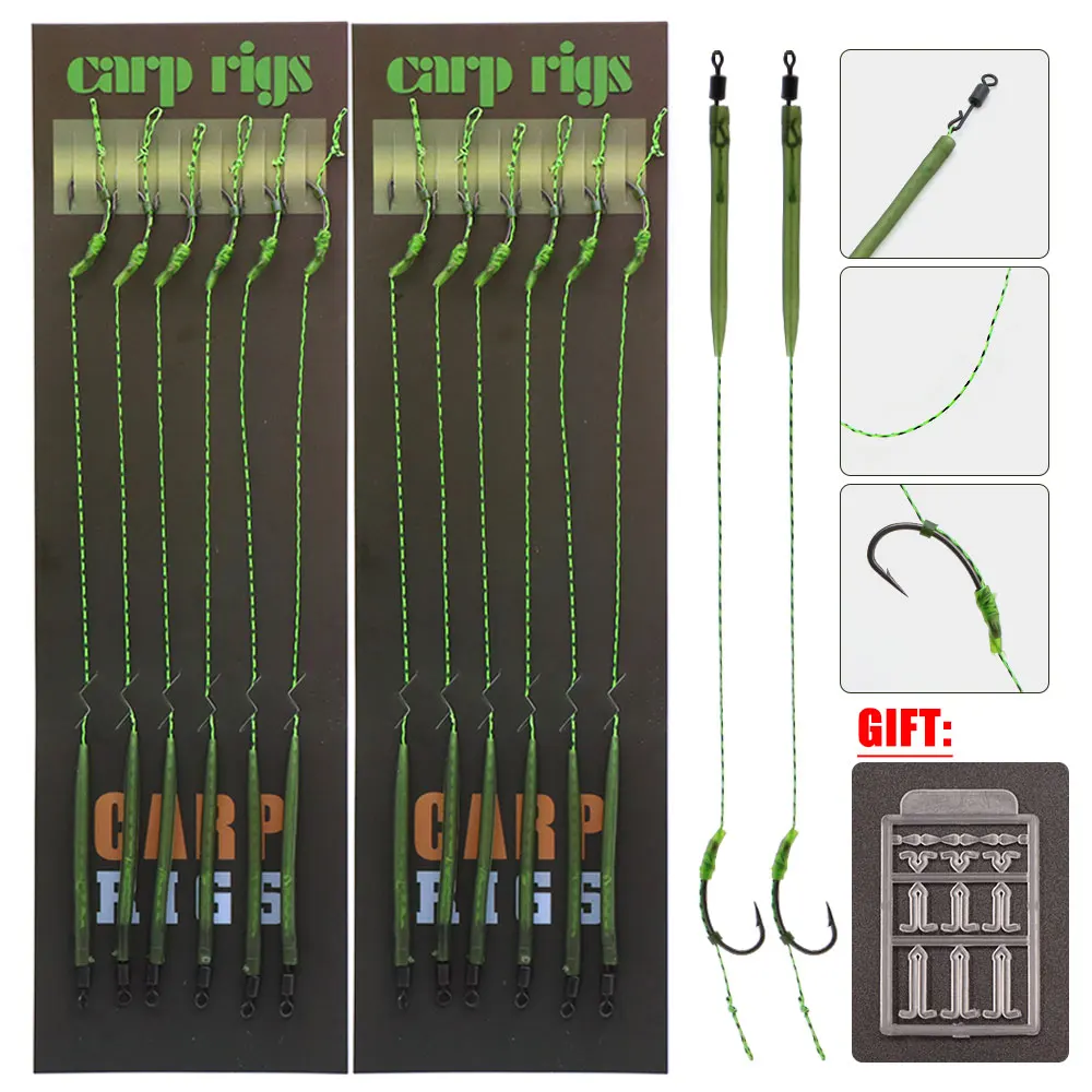Carp Fishing Accessory 6pcs Ready Tied Hair Rigs With Barbed Fishing ...