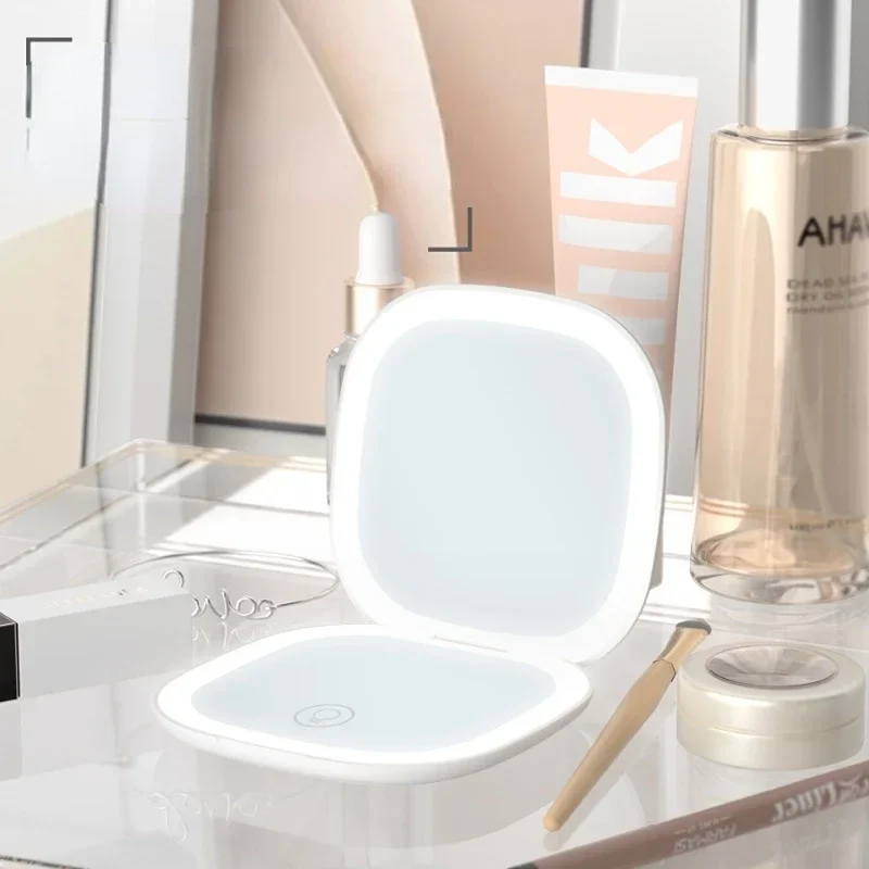 Mini-Compact-Led-Makeup-Mirror-With-Light-5X-Magnifying-Small-Pocket ...