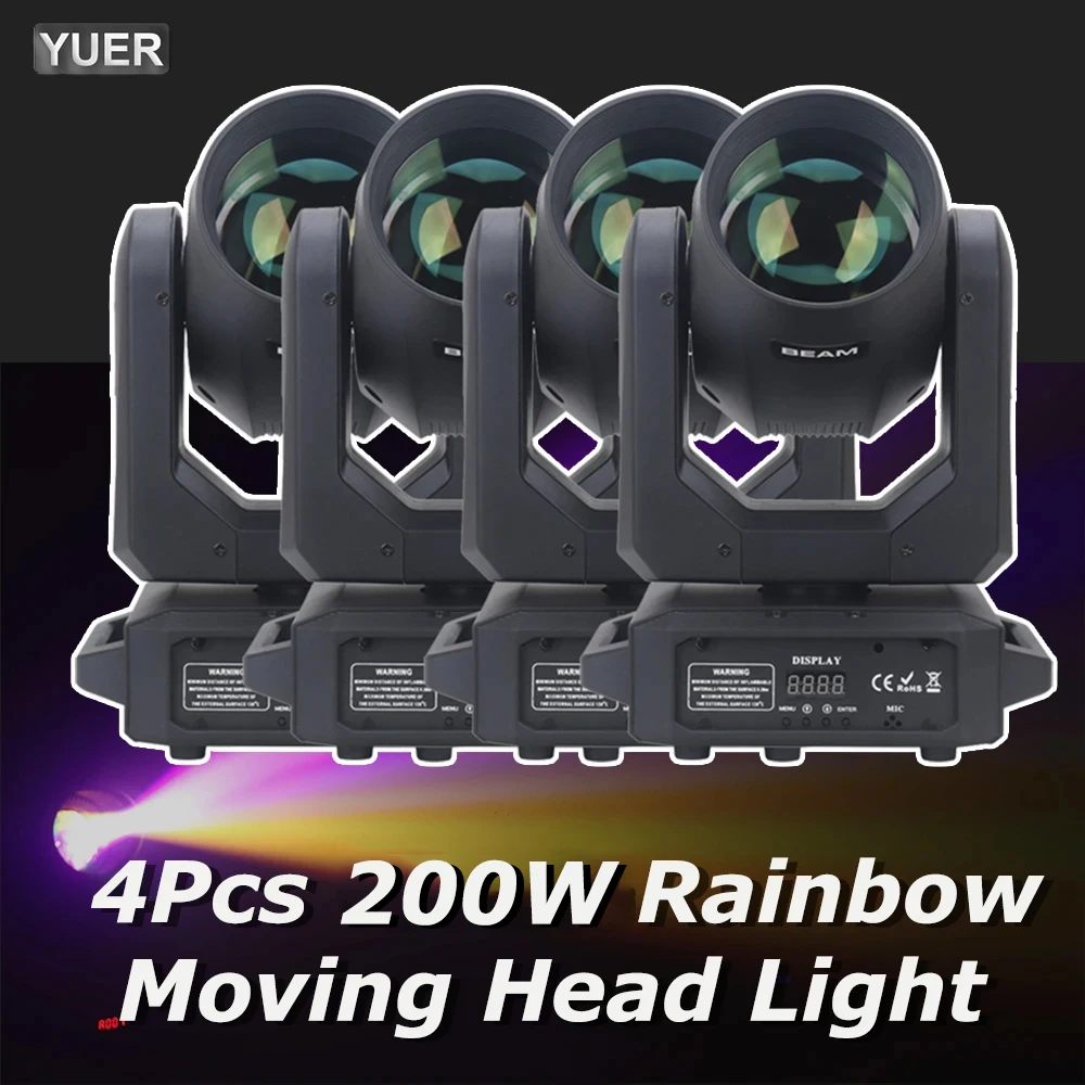 4Pcs-lot-NEW-LED-Moving-Head-Light-200W-Beam-Spot-18-Rotating-Prisms ...