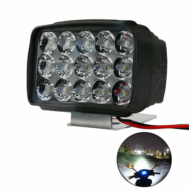 Motorcycle Headlight Spot Light 15 LED 1000LM Motos ATV UTV Scooter ...
