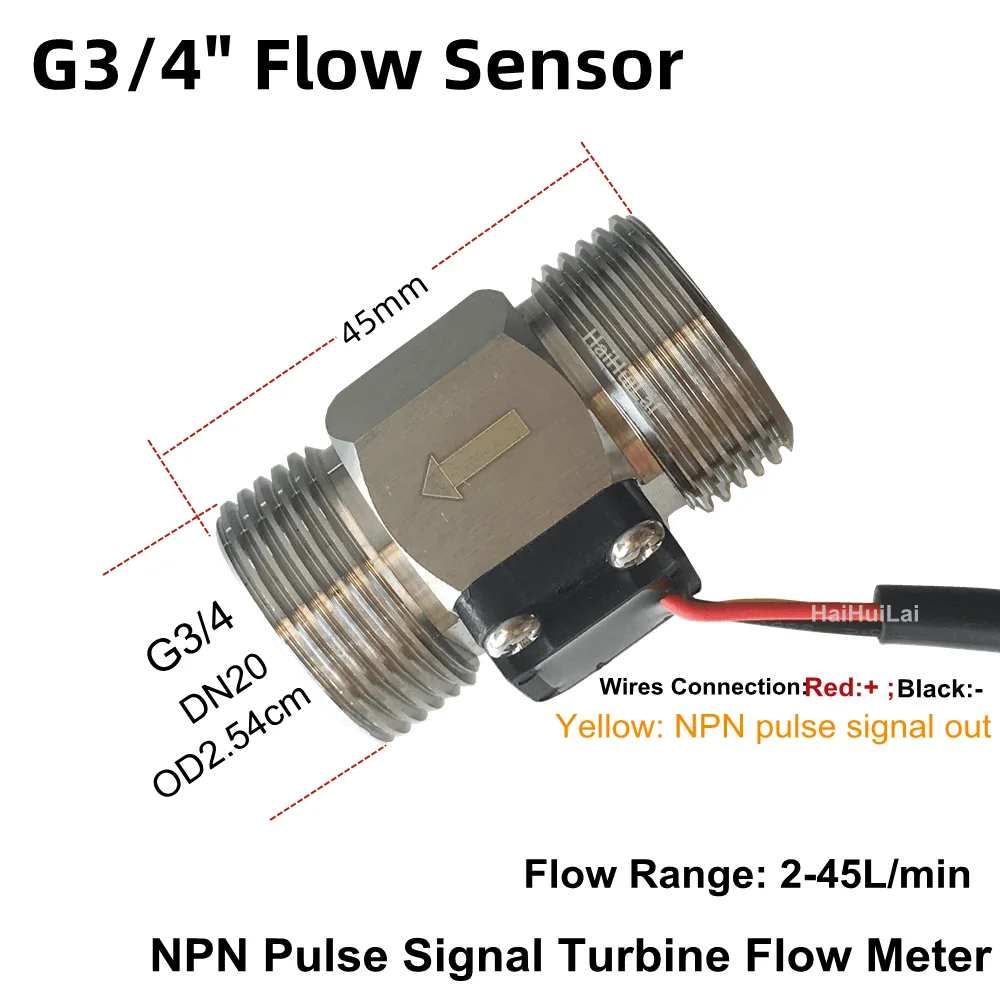 45MM-G3-4-Stainless-Steel-DN20-Thread-Water-Flow-Sensor-Magnetic-water ...