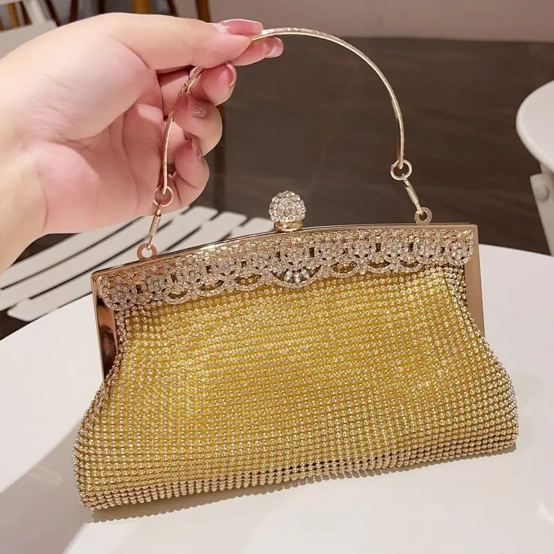 Shiny-Crystal-Clutch-purse-bucket-Shoulder-bag-rhinestone-Handmade ...