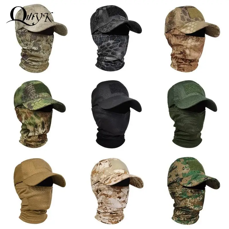 Tactical Baseball Caps + Face Mask Military Hood Set For Men Summer ...