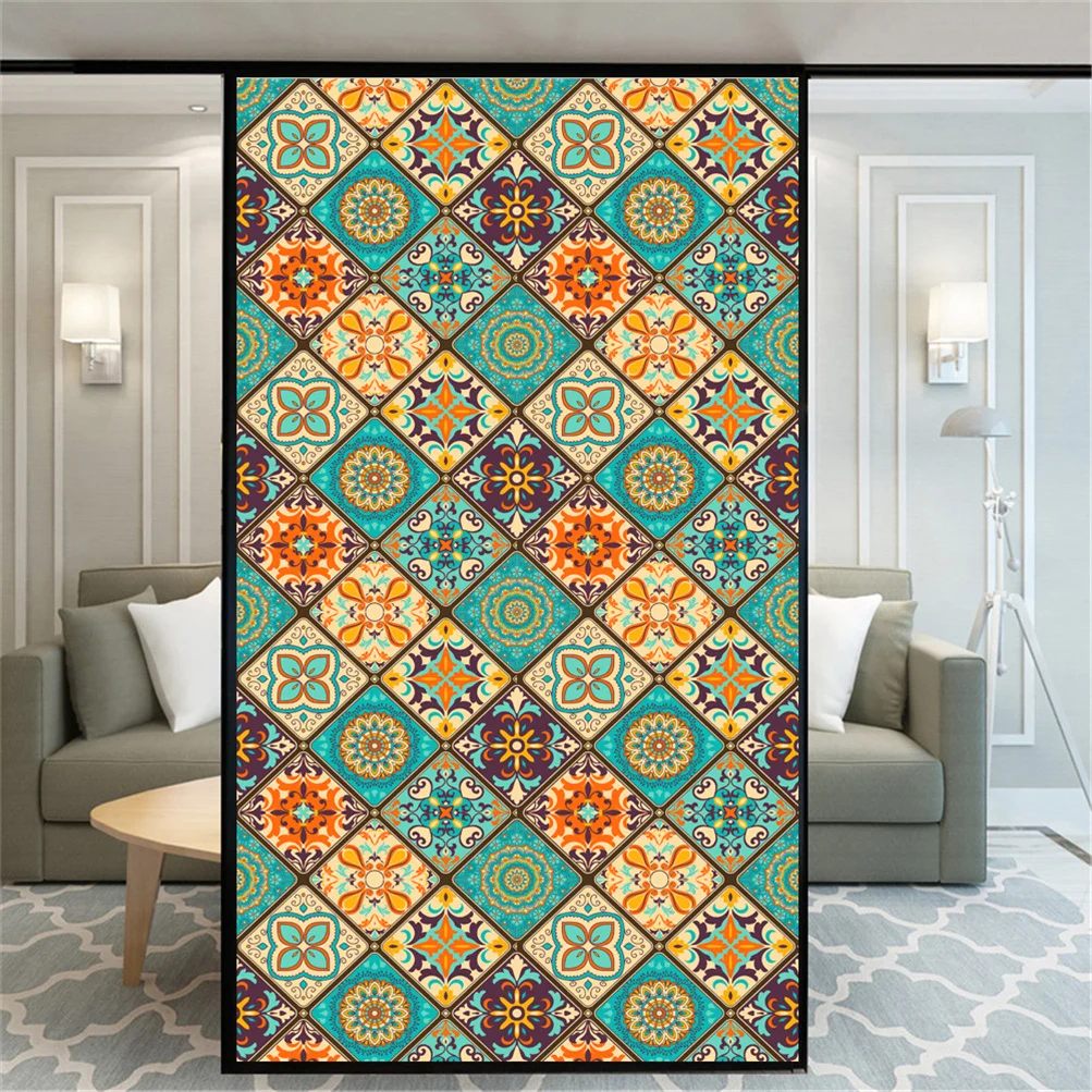 Privacy Windows Film Decorative Color Mosaic Stained Glass Window ...