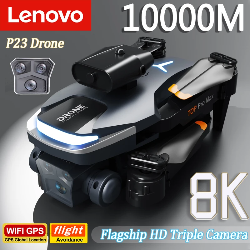 Lenovo-P23-Drone-com-motor-sem-escova-c-mera-tripla-fluxo-ptico-evitar ...