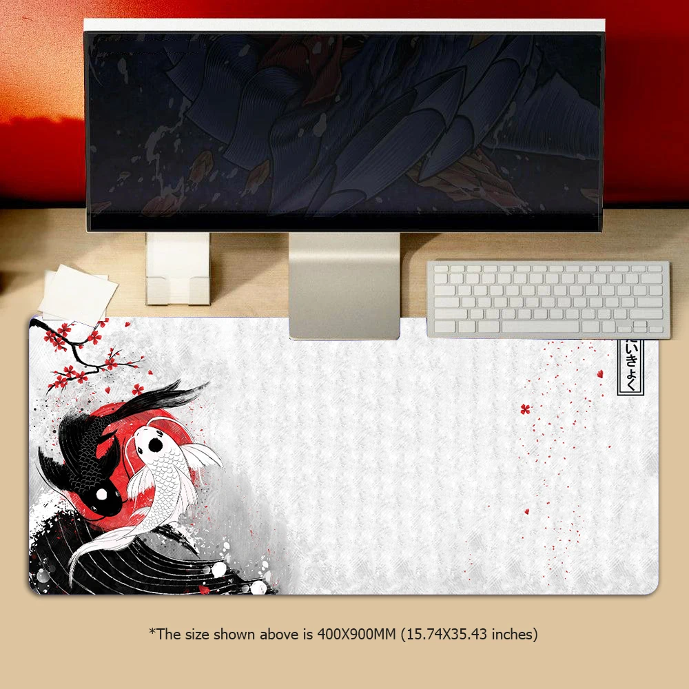 YinYang-Mousepad-Large-Gaming-Mouse-Mat-XXL-Koi-Fish-Desk-Mat-90x40cm ...