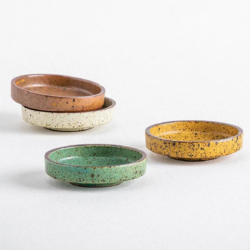 Retro Ceramic Round Sauce Dish Hot Pot Seasoning Dipping Plate Bowl ...