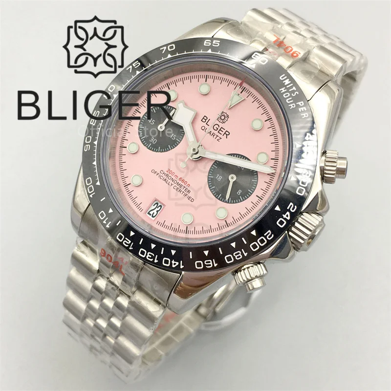 BLIGER-39mm-VK64-Moon-Quartz-Chronograph-Watch-For-Men-Sapphire-Glass ...