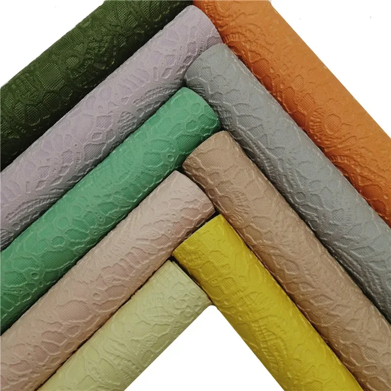 Mini-Roll-30X134CM-Lace-Flowers-Embossed-Synthetic-Leather-Solid-Faux ...
