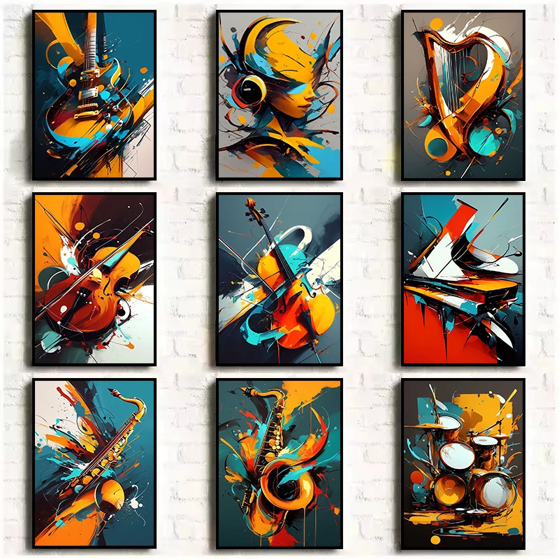 Abstract Musical Instruments Poster Print Canvas Art Pictures Home for ...
