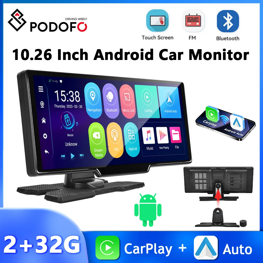 Podofo-Carplay-Android-Car-Monitor-10-26-Dashboard-Dash-Cam-Android ...