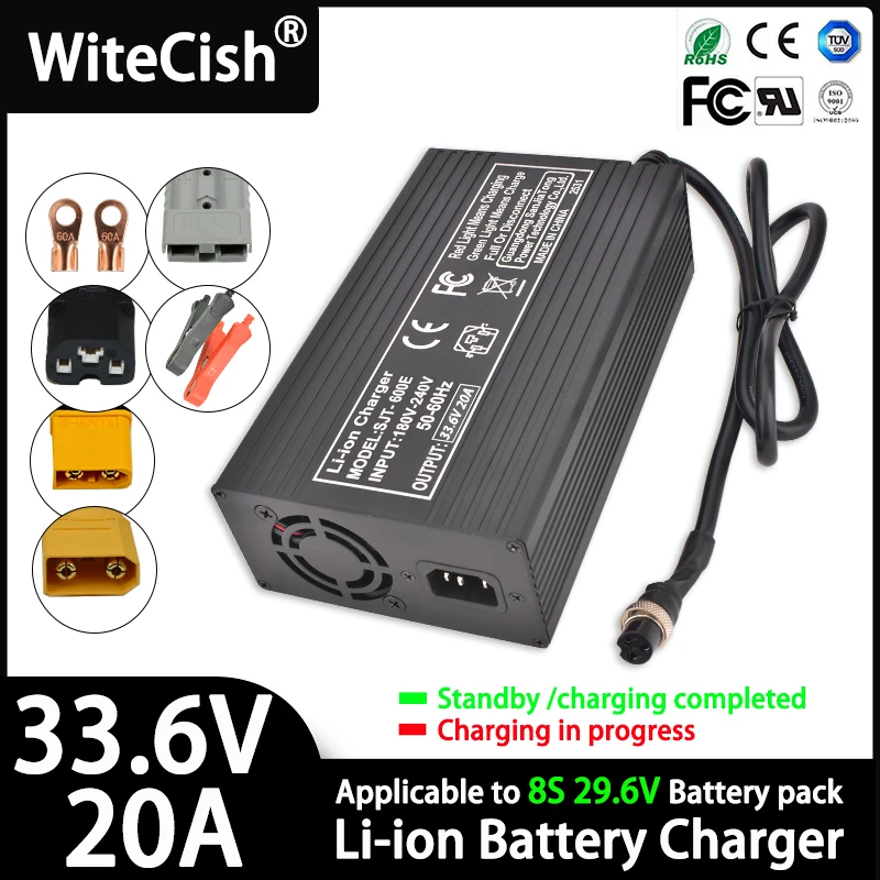 33.6V 10A 20A Lithium Li-ion Battery Charger For 8S 28.8V 29.6V RV ...