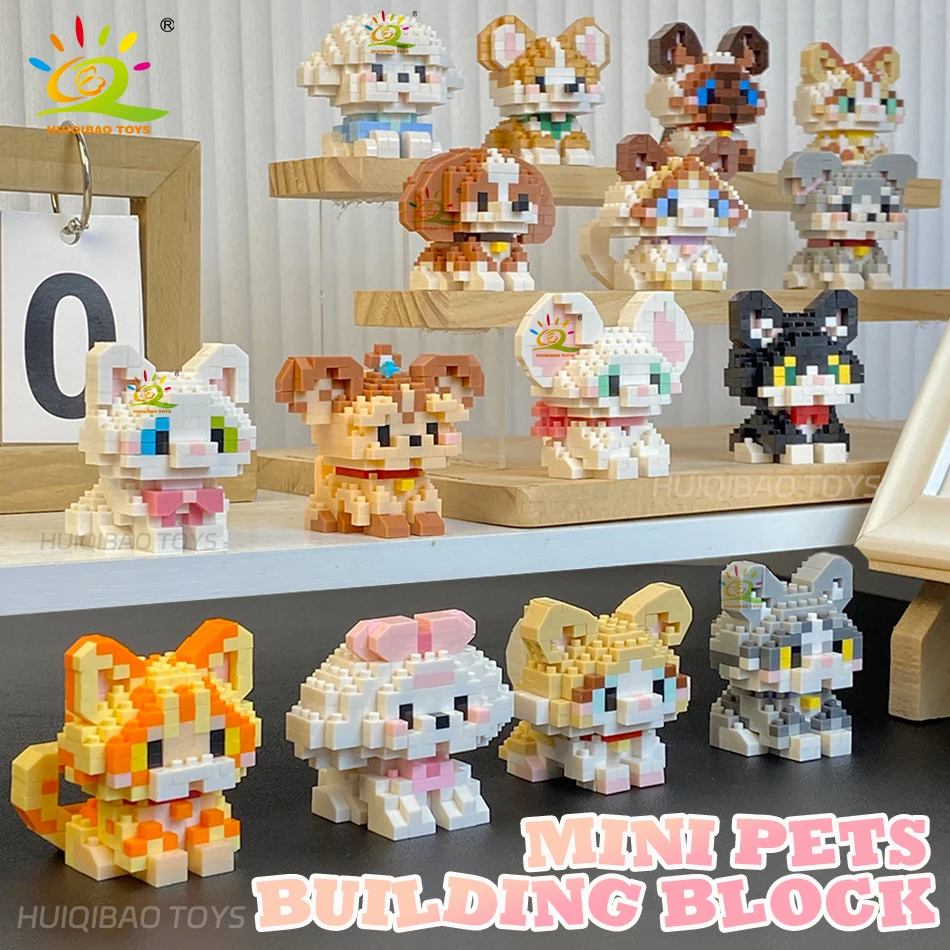 HUIQIBAO-MINI-Cute-Pet-Dog-Cat-Micro-Building-Block-Model-Set-Kids-City ...