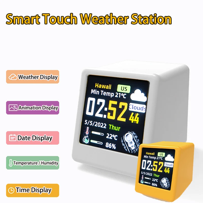 Smart-Touch-Weather-Station-WiFi-Desk-Digital-Analog-Alarm-Clock-Small ...