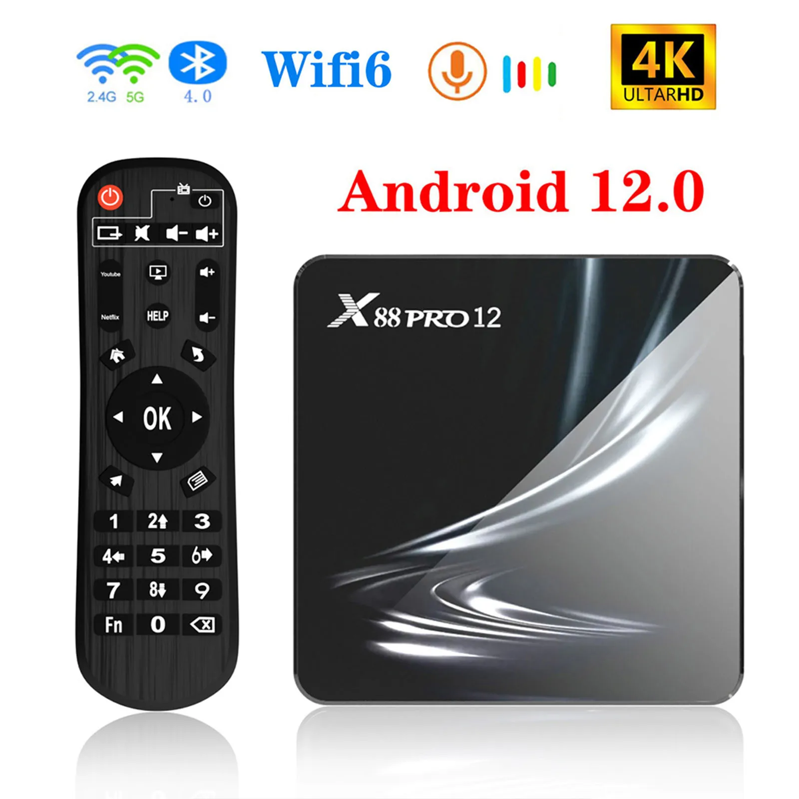 X88 PRO 12 Android 12.0 Smart TV Box RK3318 4GB+64GB 2.4G/5G Wifi ...