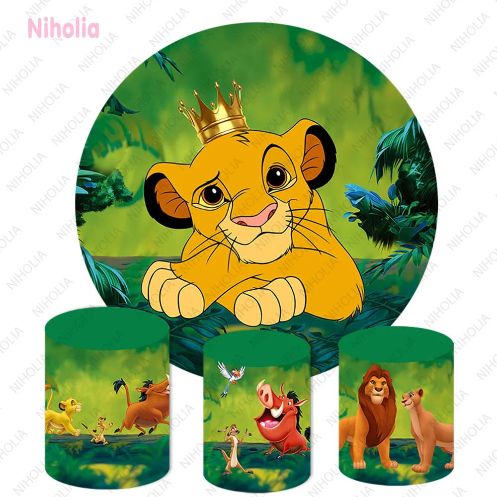 The-Lion-King-Simba-Backdrop-Round-Elasticity-Birthday-Party-Boy-s ...