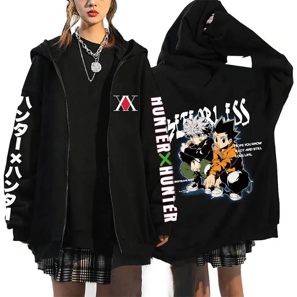 Anime Hunter X Hunter Killua Zoldyck Gon Print Hooded Men Women Zip ...